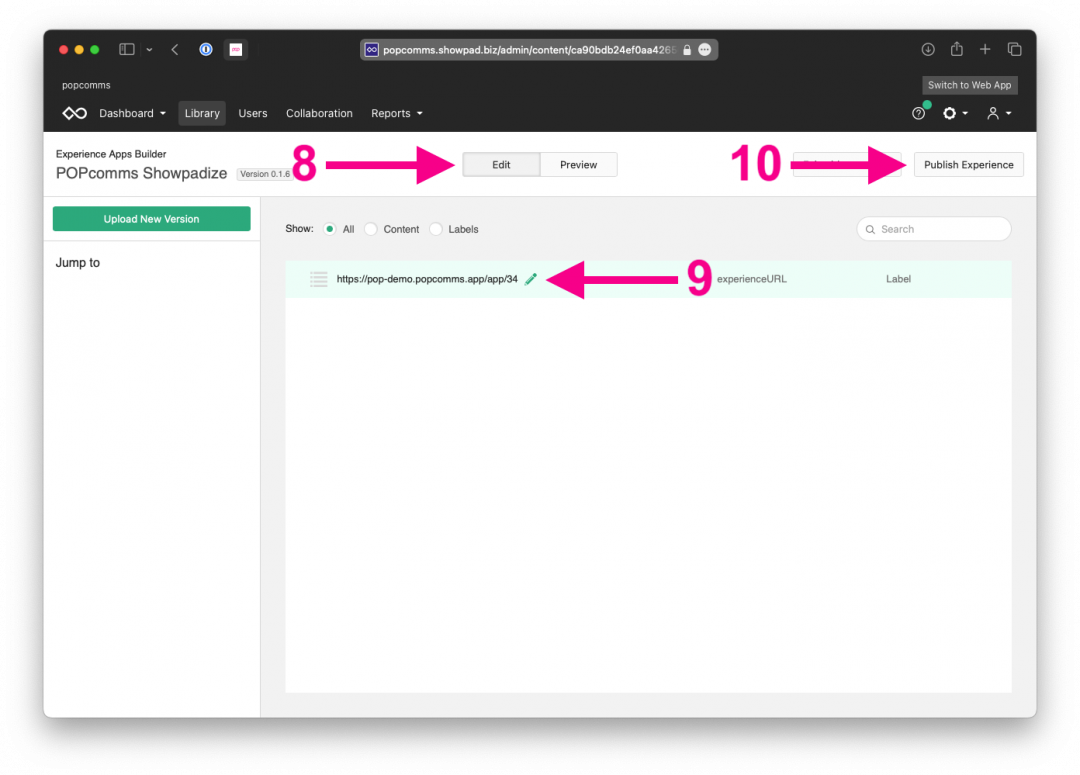 Install your Experience with Showpadize - POPcomms Help Center